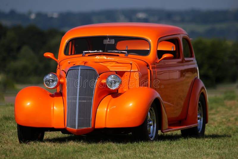 Classic Car Orange Coupe stock image. Image of oldies - 89727881