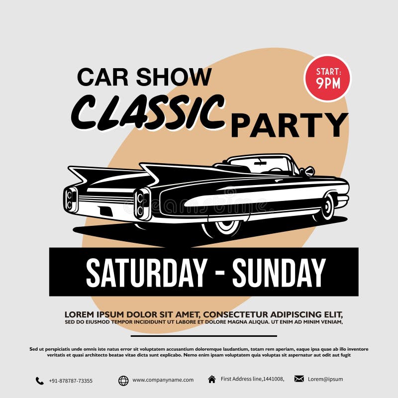 Classic Car Party Designs Vector Stock Vector - Illustration of classic ...