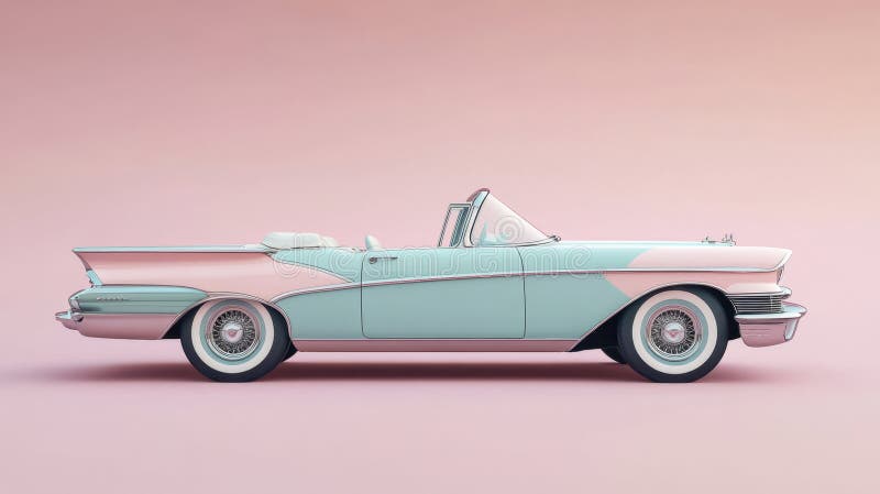 Classic Car in Pastel Colors Stock Illustration - Illustration of ...