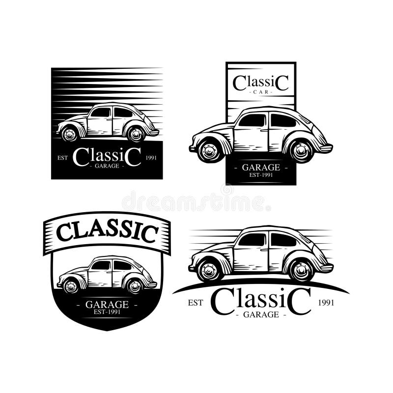 Classic Car Repair Shop Sign Stock Vector - Illustration of element ...