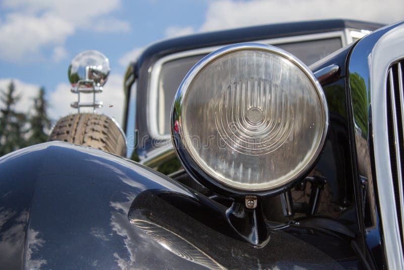 Classic Car Round Headlight Stock Image - Image of abstract, antique ...
