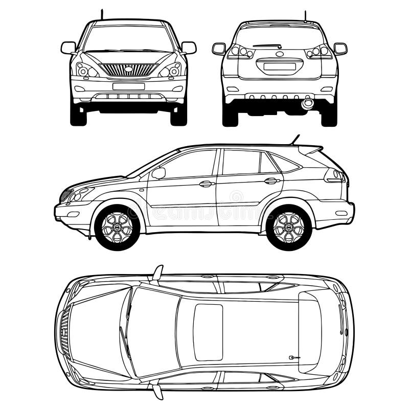 Classic Car RX 300 - Vector Drawing 4 Camera Angles, 4 Views Vector ...