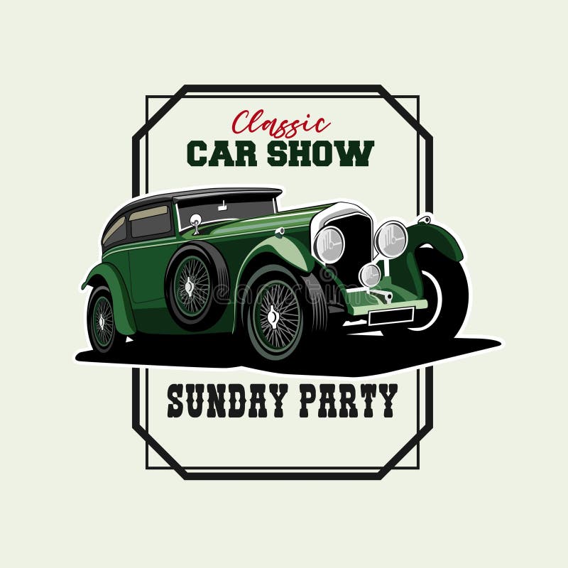 Classic Car Show Design Vintage Vector Stock Illustration ...
