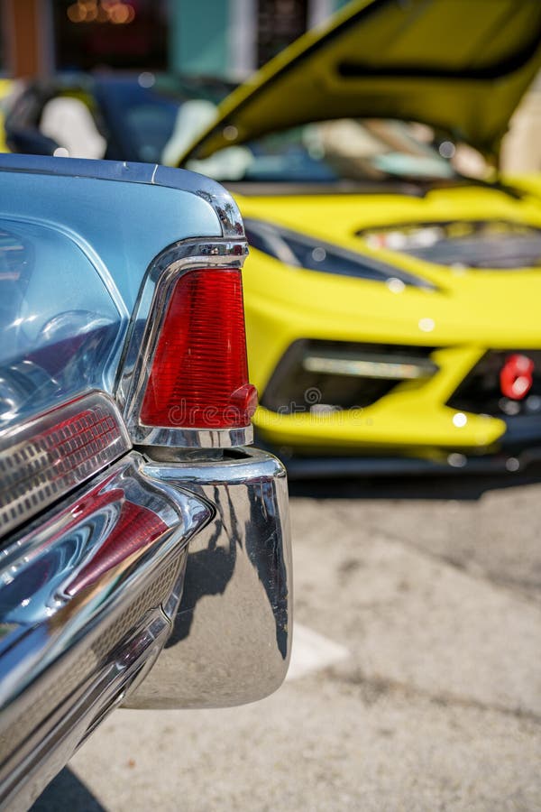 Classic Car Tail Light Red with Chrome Bumper Stock Image - Image of ...
