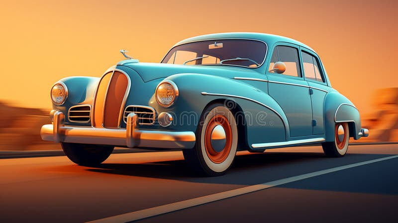 Classic Car Thats a Symbol of Freedom Stock Illustration - Illustration ...