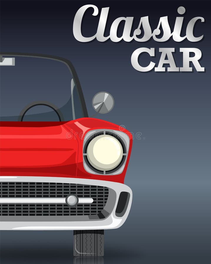 Classic Car Typography Design with Classic Car on Gray Background Stock ...