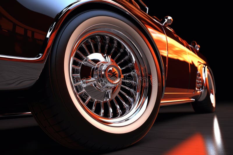 Classic Car Wheels and Shiny Chrome Rims Stock Illustration ...