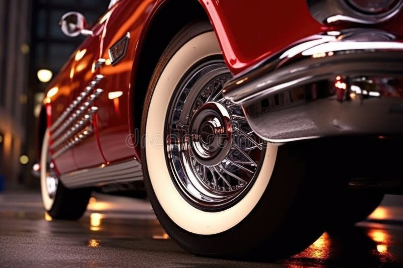 Classic Car Wheels and Shiny Chrome Rims Stock Photo - Image of spokes ...