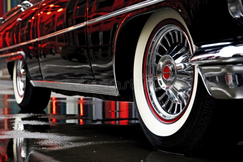 Classic Car Wheels and Shiny Chrome Rims Stock Photo - Image of rims ...