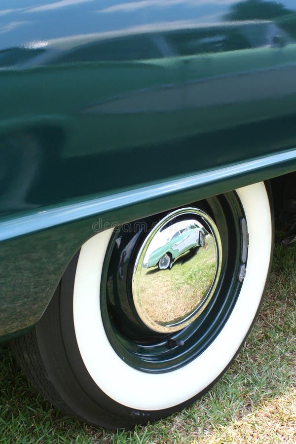 Classic Car Whitewall Tires Stock Image - Image of tire, reflection ...