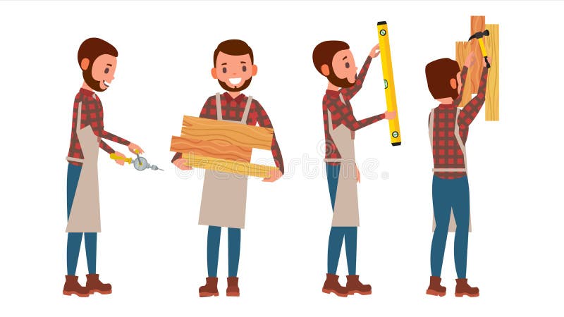 Carpenter Vector. Animated Professional Character Creation Set. Stock ...