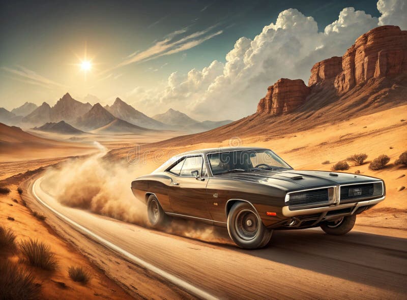 Classic Cars,a Classic 1970 Dodge Charger.Generative Ai Stock ...