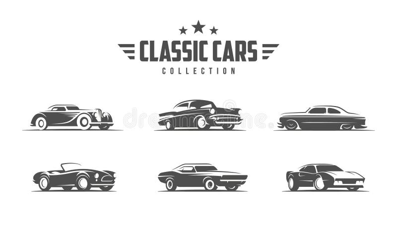 Classic Cars Illustration. Vector Car Logo Stock Vector - Illustration ...