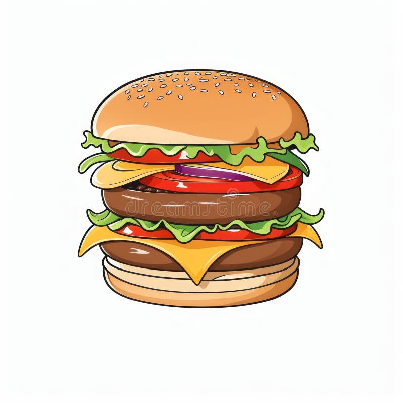 Classic Cartoon Cheeseburger Stock Illustration - Illustration of ...