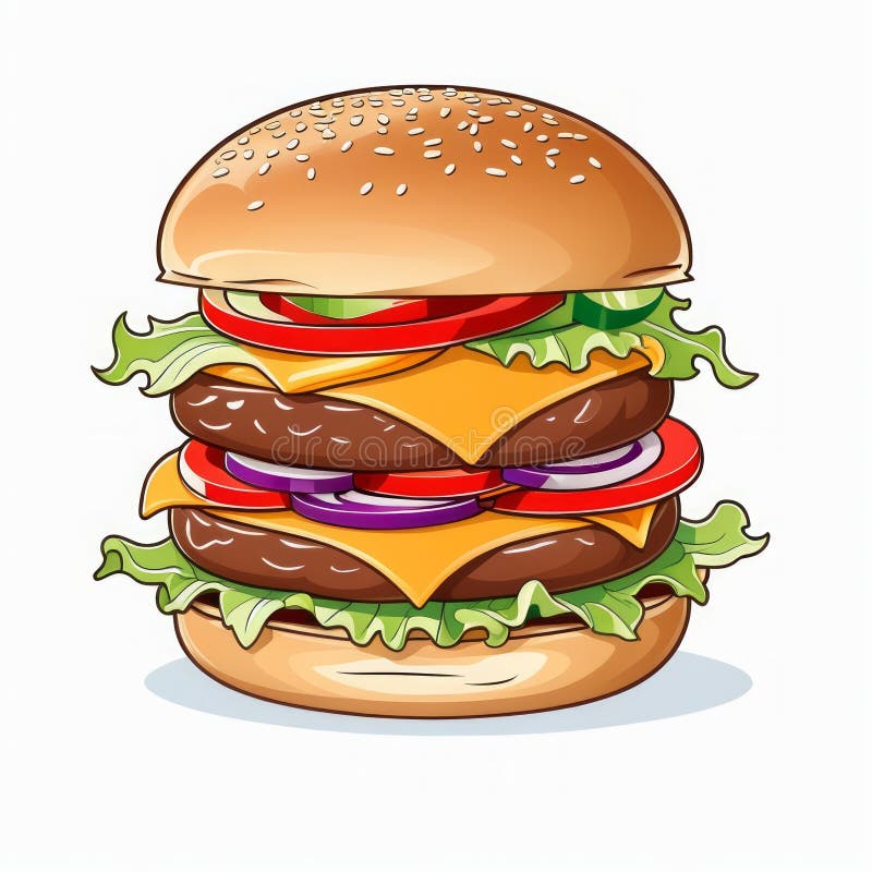 Classic Cartoon Cheeseburger Stock Illustration - Illustration of ...