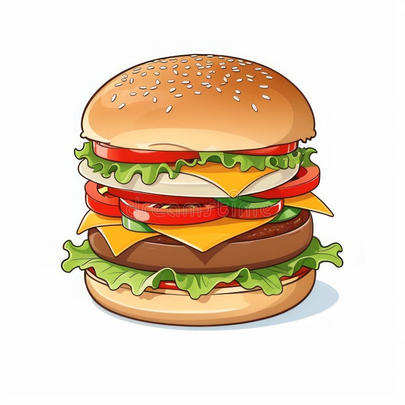 Classic Cartoon Cheeseburger Stock Illustration - Illustration of ...
