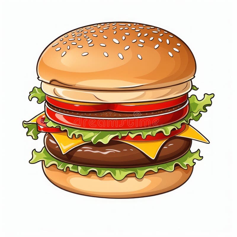 Classic Cartoon Cheeseburger Stock Illustration - Illustration of grill ...
