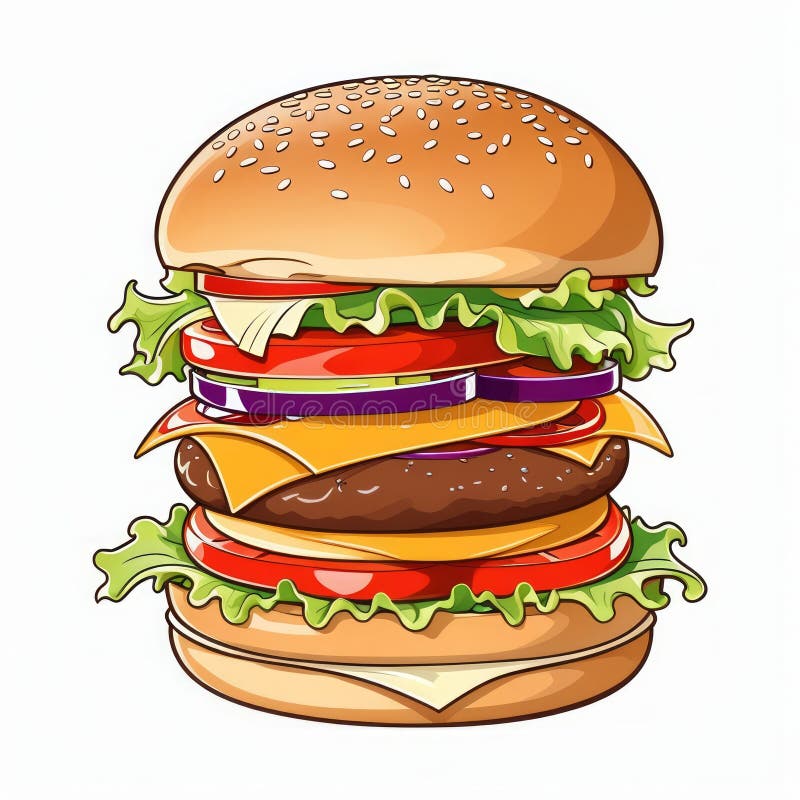 Classic Cartoon Cheeseburger Stock Illustration - Illustration of ...