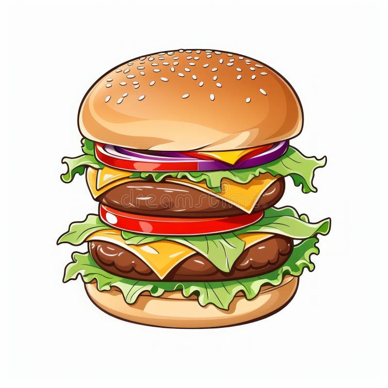 Classic Cartoon Cheeseburger Stock Illustration - Illustration of ...