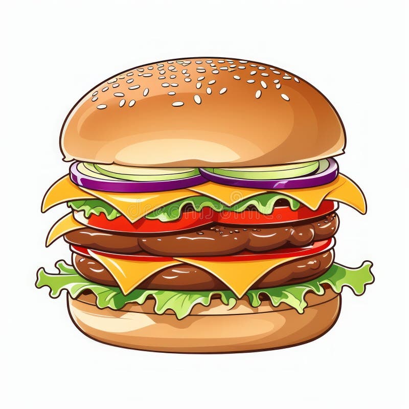 Classic Cartoon Cheeseburger Stock Illustration - Illustration of ...