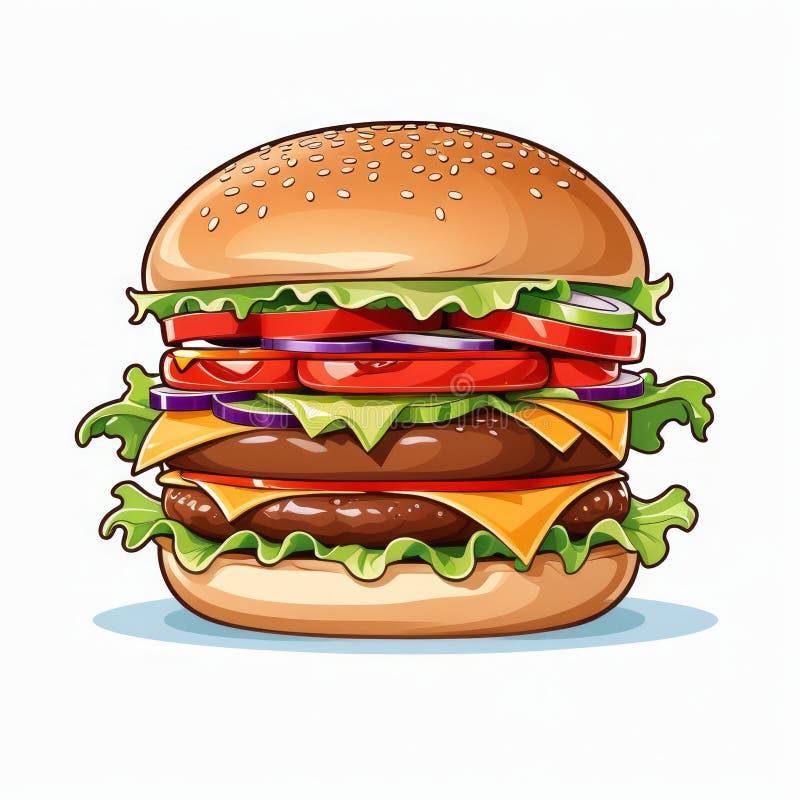 Classic Cartoon Cheeseburger Stock Illustration - Illustration of food ...