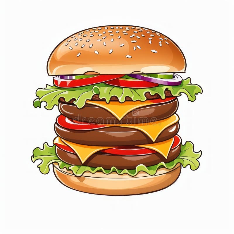 Classic Cartoon Cheeseburger Stock Illustration - Illustration of lunch ...