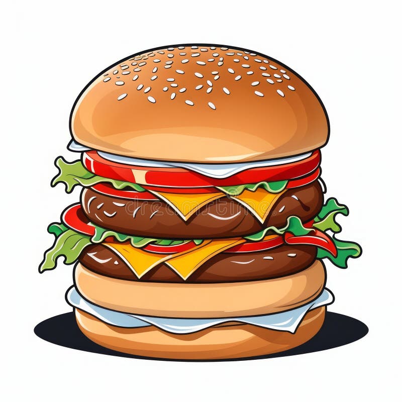 Classic Cartoon Cheeseburger Stock Illustration - Illustration of ...