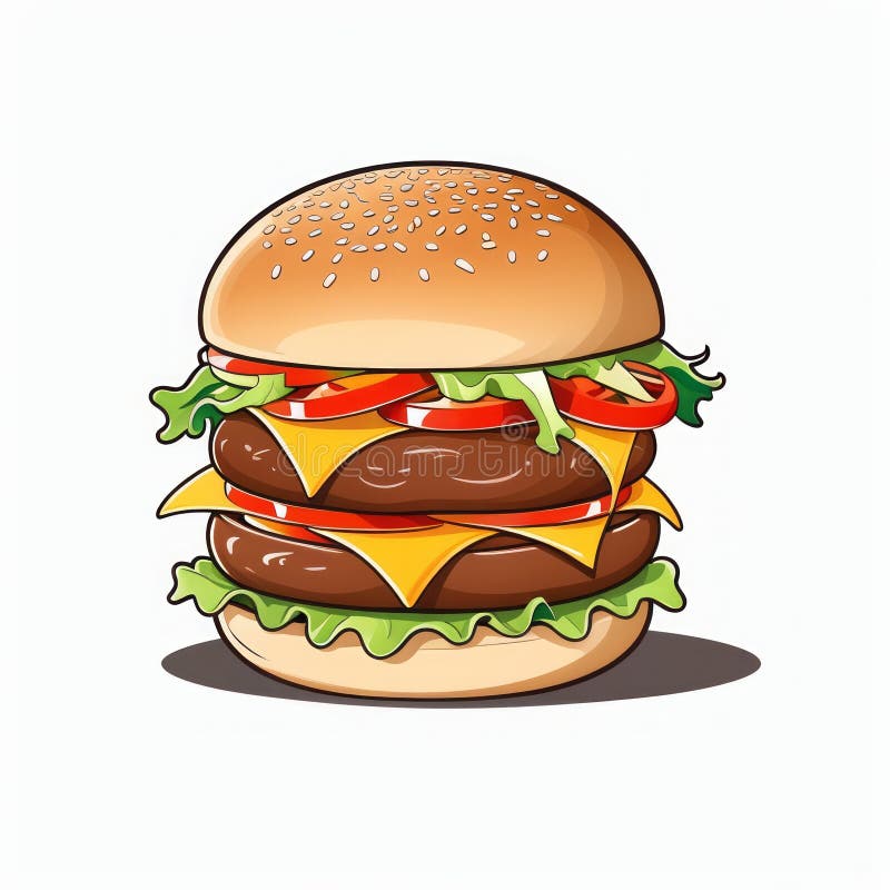 Classic Cartoon Cheeseburger Stock Illustration - Illustration of ...