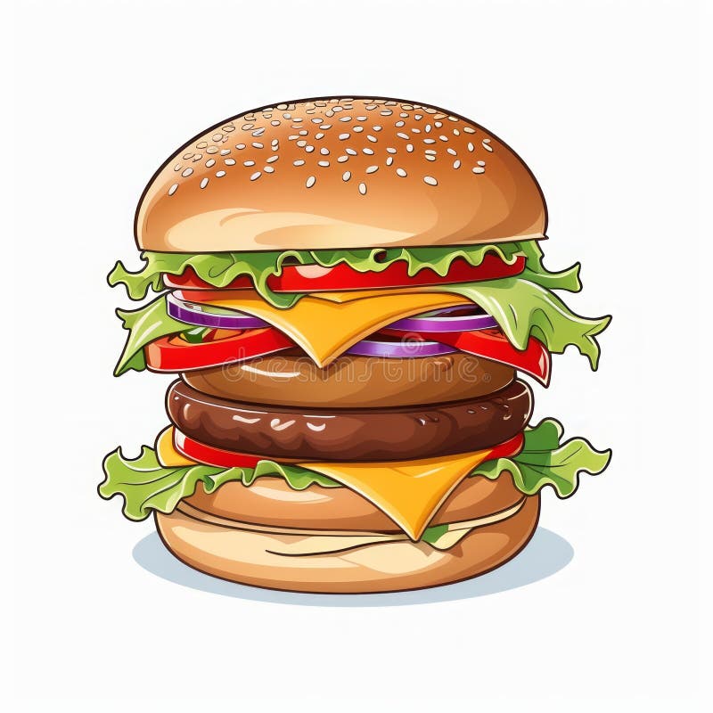 Classic Cartoon Cheeseburger Stock Illustration - Illustration of ...