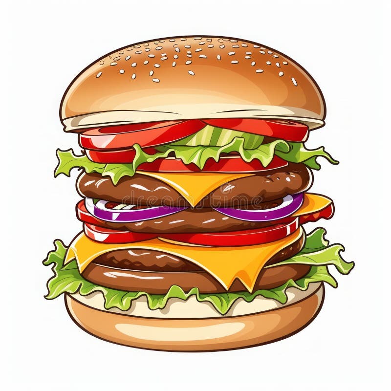 Classic Cartoon Cheeseburger Stock Illustration - Illustration of ...