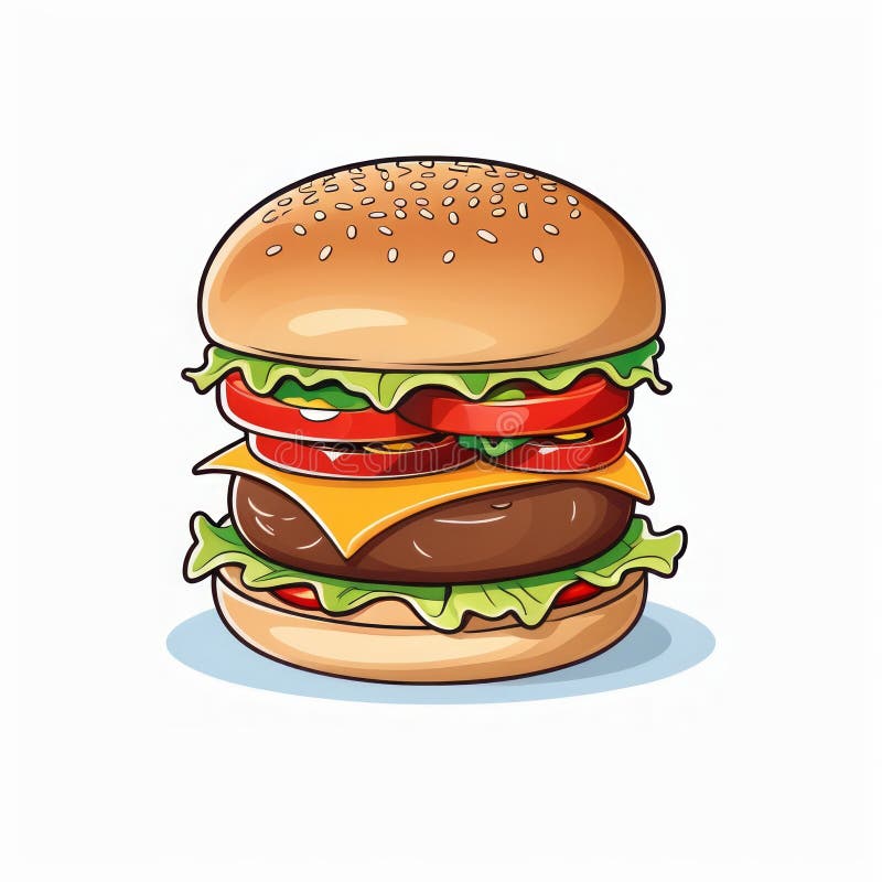 Classic Cartoon Cheeseburger Stock Illustration - Illustration of yummy ...