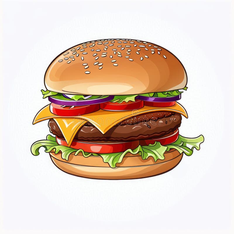 Classic Cartoon Cheeseburger Stock Illustration - Illustration of ...