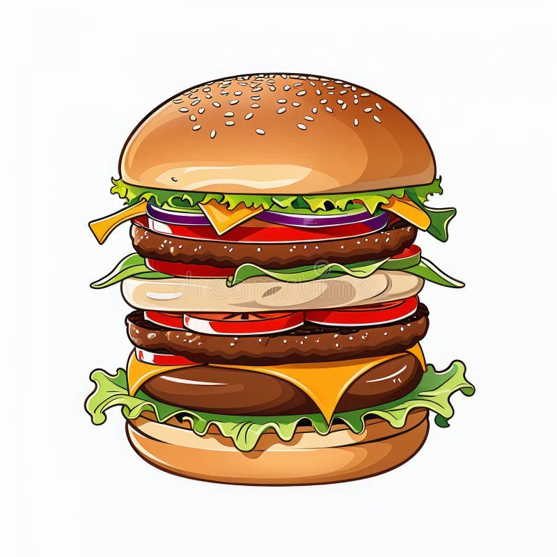 Classic Cartoon Cheeseburger Stock Illustration - Illustration of ...