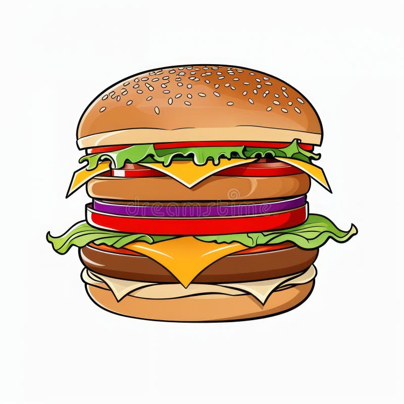 Classic Cartoon Cheeseburger Stock Illustration - Illustration of yummy ...