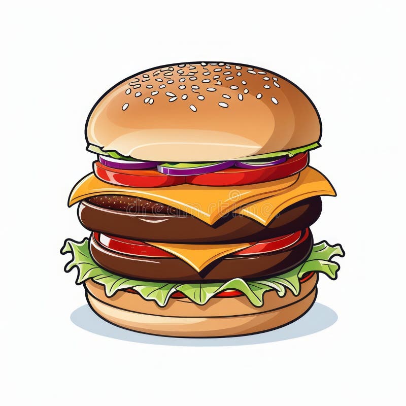 Classic Cartoon Cheeseburger Stock Illustration - Illustration of ...