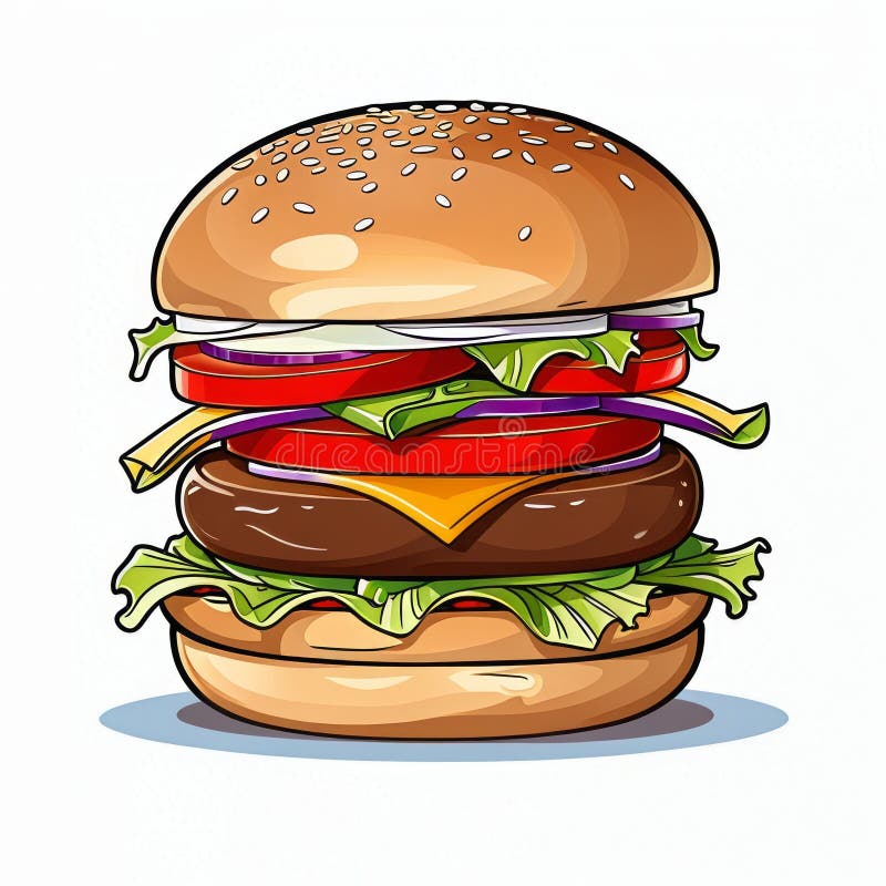 Classic Cartoon Cheeseburger Stock Illustration - Illustration of ...