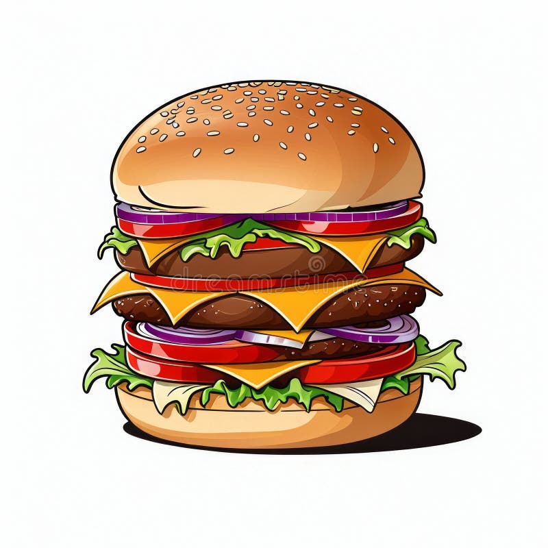 Classic Cartoon Cheeseburger Stock Illustration - Illustration of beef ...