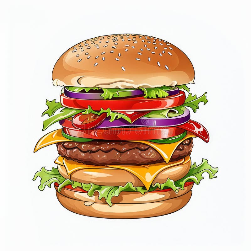 Classic Cartoon Cheeseburger Stock Illustration - Illustration of ...