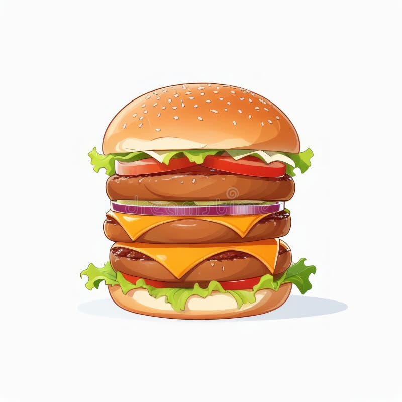 Classic Cartoon Cheeseburger Stock Illustration - Illustration of ...