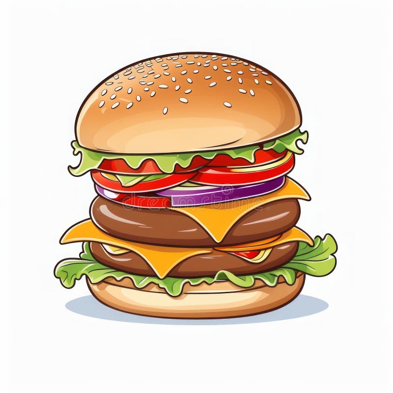 Classic Cartoon Cheeseburger Stock Illustration - Illustration of ...