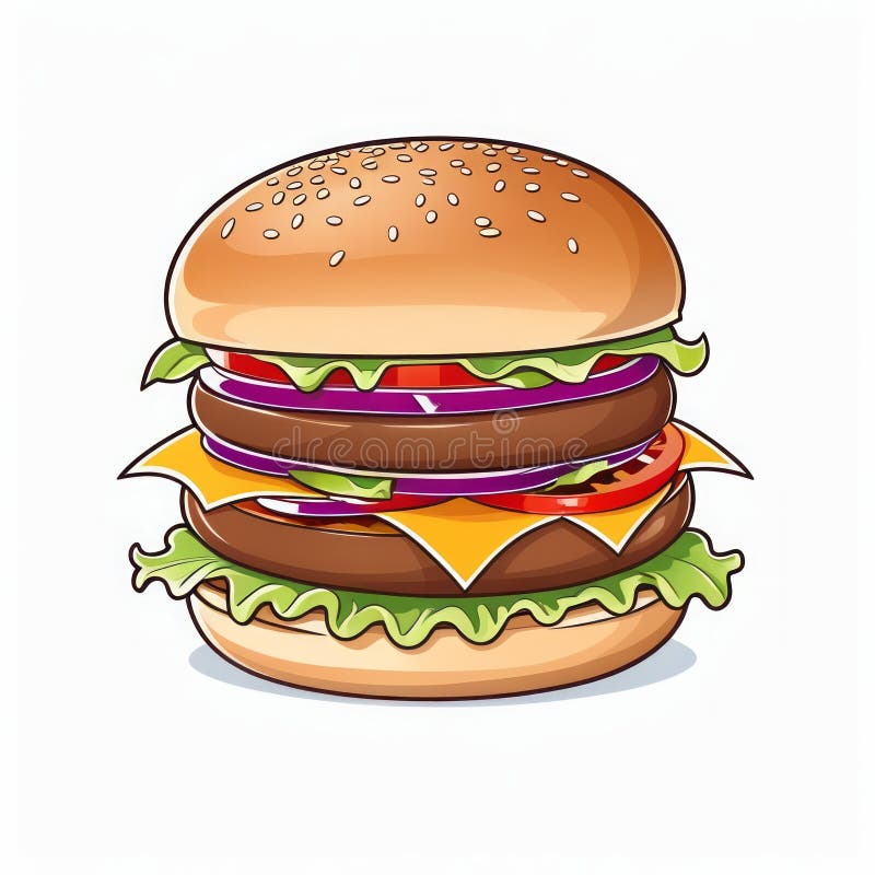 Classic Cartoon Cheeseburger Stock Illustration - Illustration of lunch ...