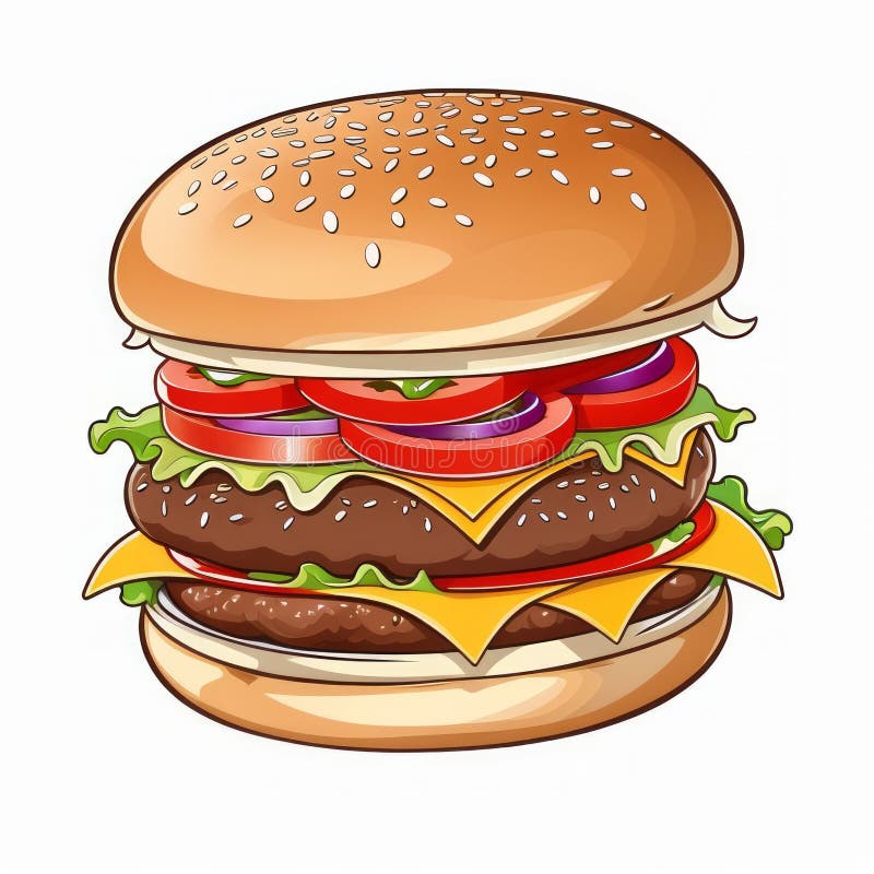 Classic Cartoon Cheeseburger Stock Illustration - Illustration of fast ...
