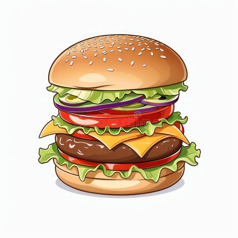 Classic Cartoon Cheeseburger Stock Illustration - Illustration of ...