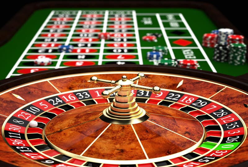 Classic Casino Roulette Table with Chairs. 3d Rendering Stock ...