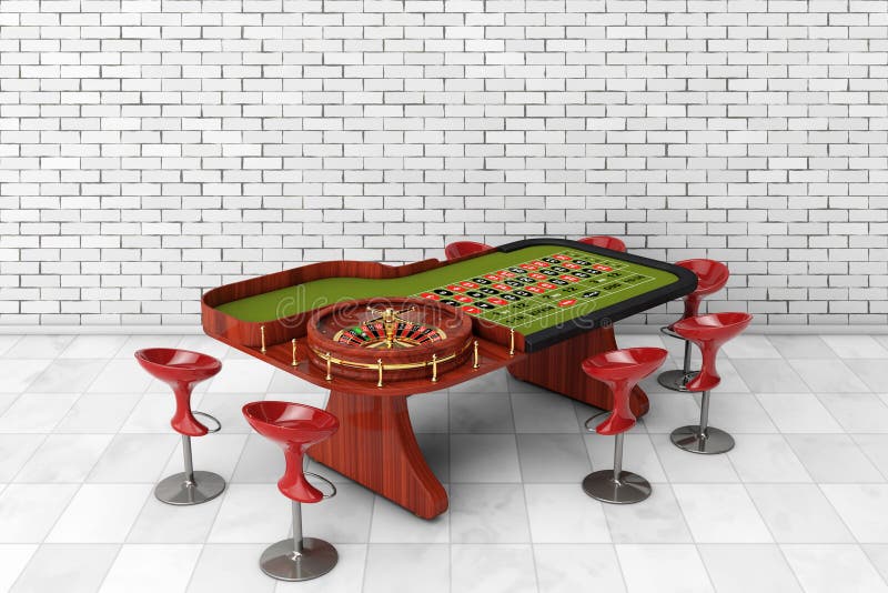 Classic Casino Roulette Table with Chairs. 3d Rendering Stock ...