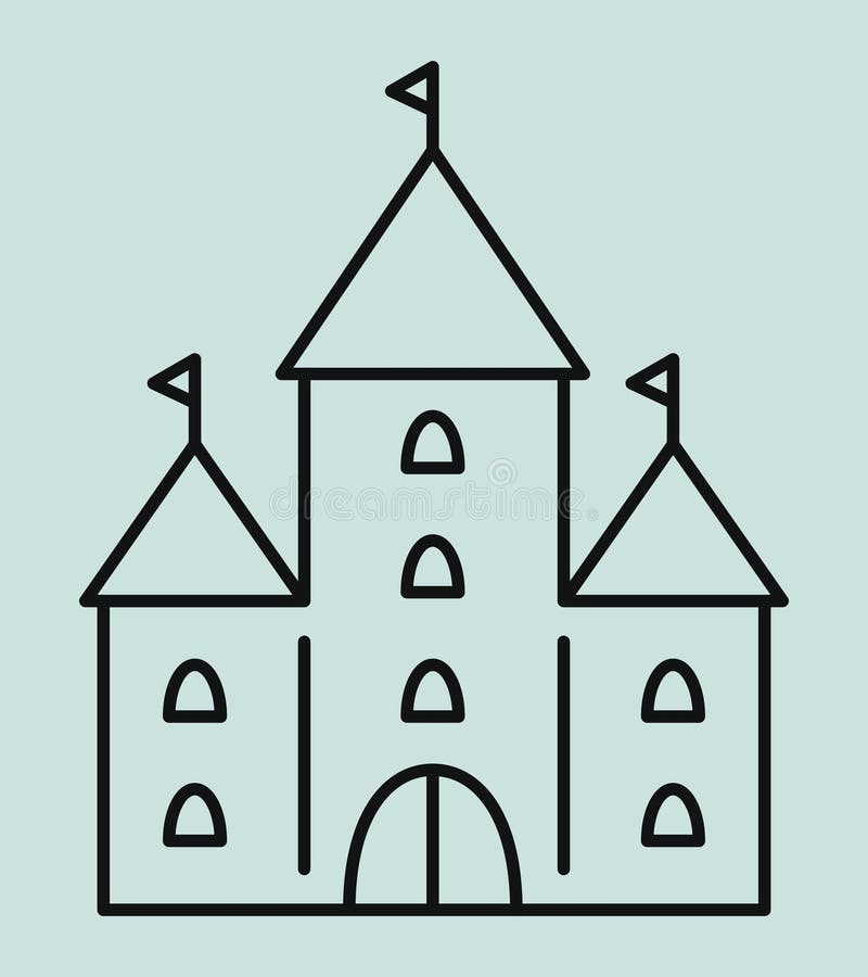 Classic Castle in Outline Style. Stock Vector - Illustration of style ...