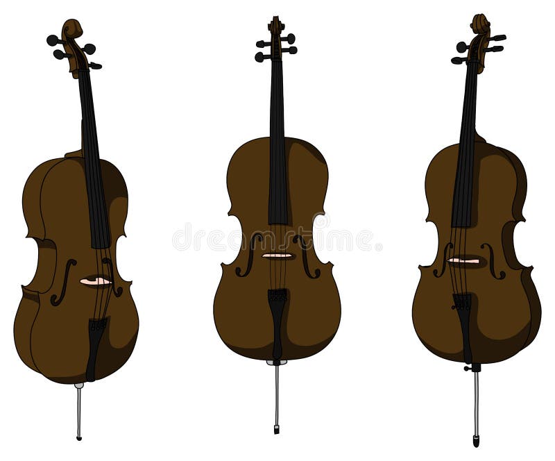Classic Violin, Alt, Cello, Double Bass and Bow Vector Isolated on ...