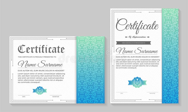 Classic Certificate Award Template with Gradient Blue Colors Stock ...
