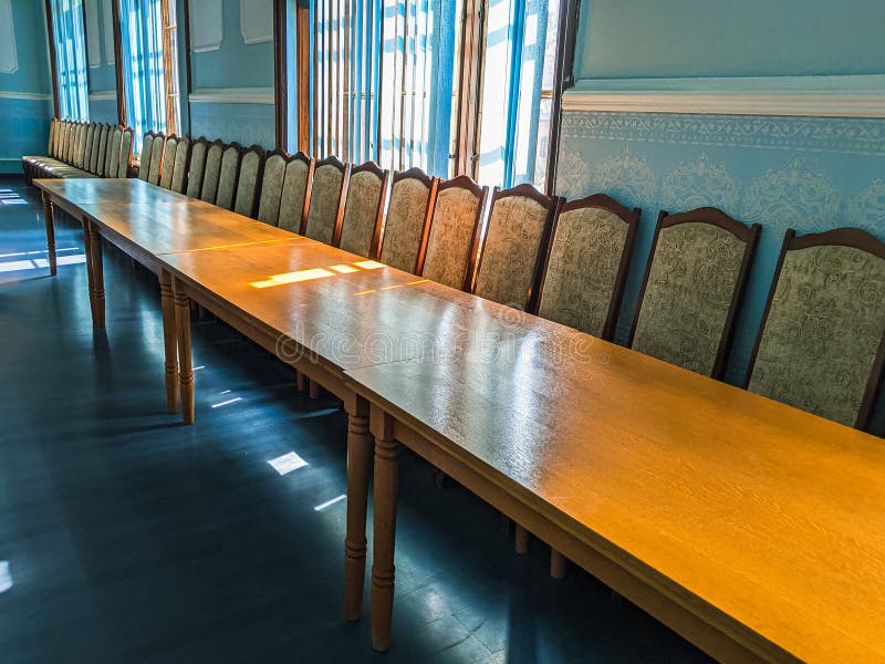 Classic Chairs and Table Stand in a Row Stock Photo - Image of arena ...