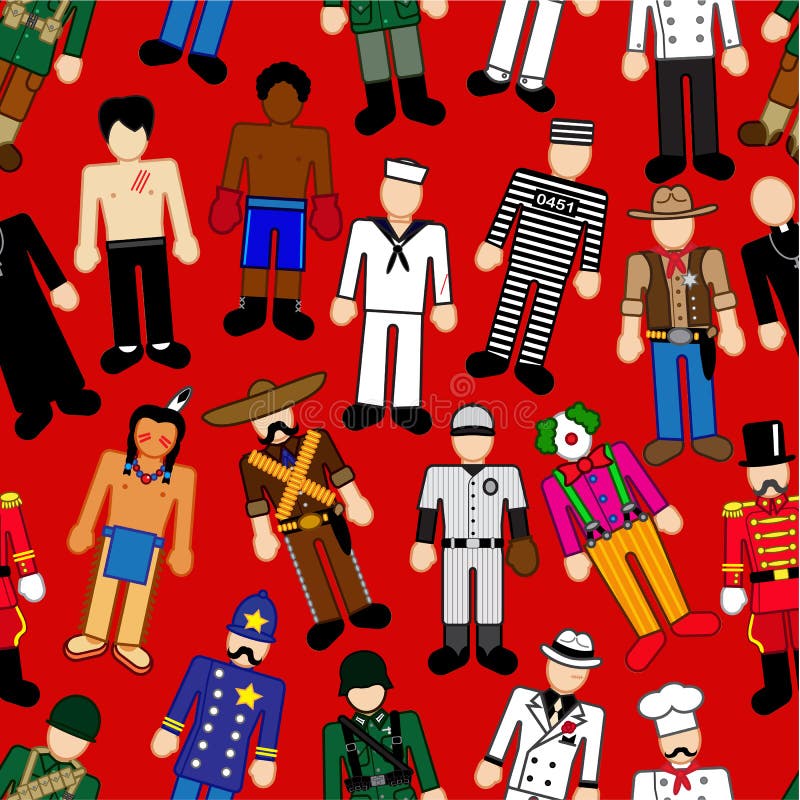 Classic Character Seamless Pattern Stock Illustration - Illustration of ...